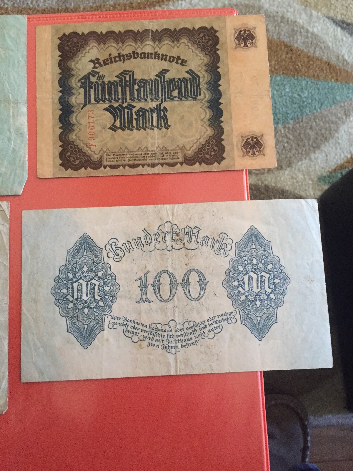 German Bank Notes Lot 4 Rare Currency 500 5000 1922 P77 73 75 78 FREE ...