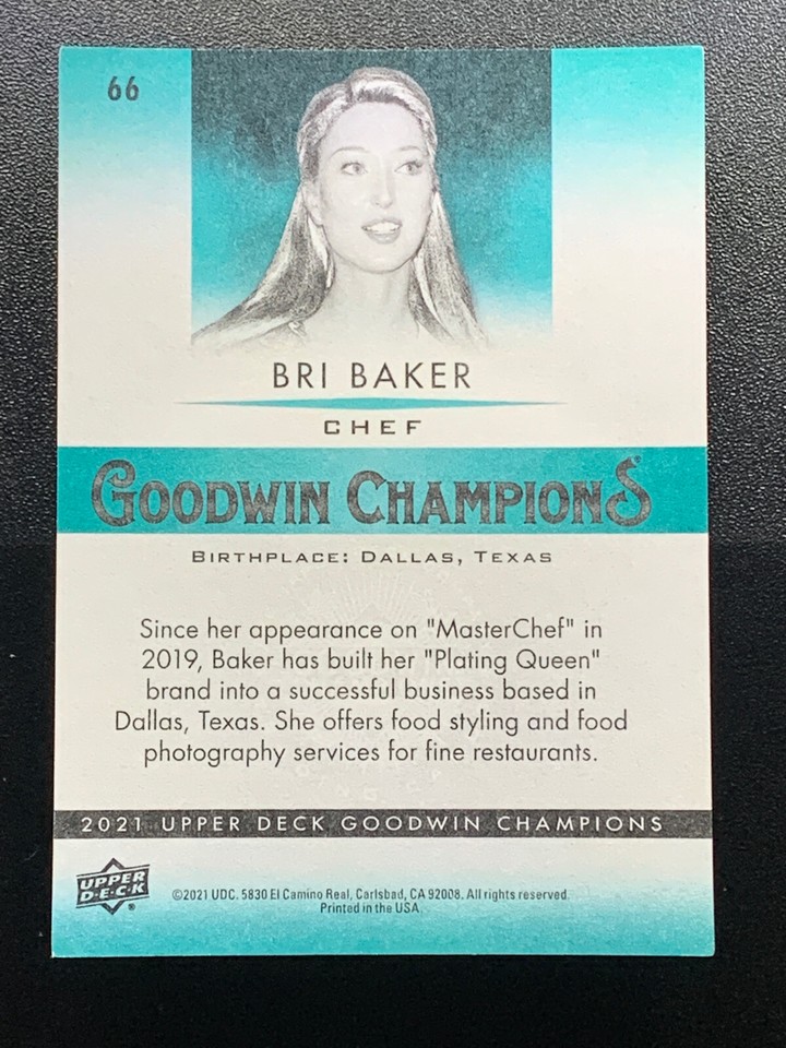 2021 Upper Deck Goodwin Champions Base #66 Bri Baker - Chef | eBay