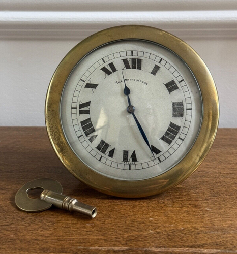 VINTAGE 1920'S CHARLES HOUR FRANCE 13 JEWELS BRASS EASEL CLOCK "THE ...