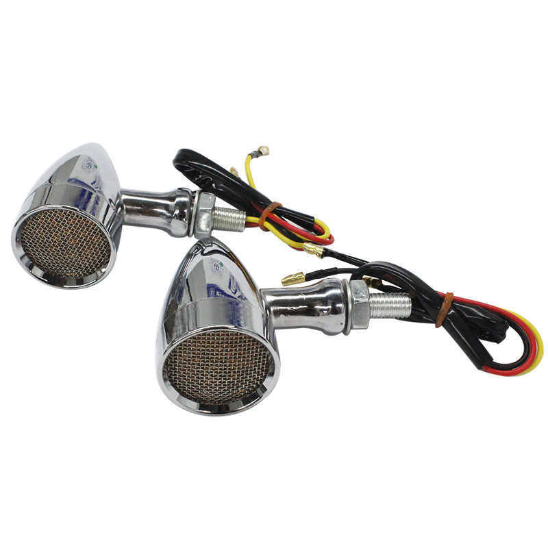 10mm 12V Mesh Cover Chrome AL Brake Running LED Turn Signals Amber ...