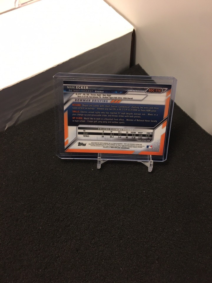 Mark Ecker 1st Rookie 2016 Bowman Chrome card BDC-114 Detroit Tigers ...