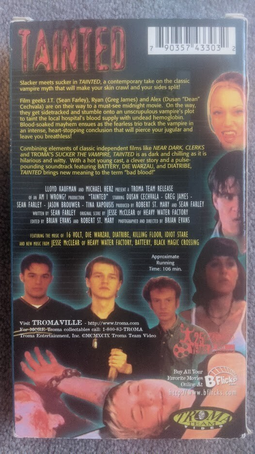 Tainted 1998 VHS Troma Team Video Cult Horror Thriller Comedy Vampire ...