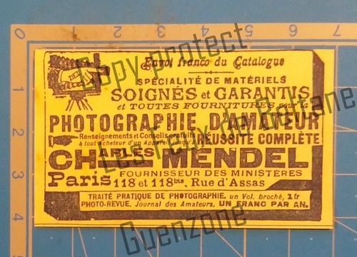 CHARLES MENDEL PHOTOGRAPHIE AMATEUR PHOTOGRAPHY publicité 1898 advert ...