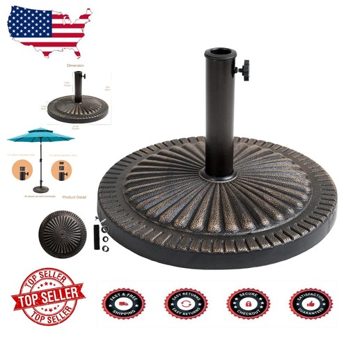 40 lb Heavy-Duty Round Base Stand for Outdoor Umbrellas - Elegant ...