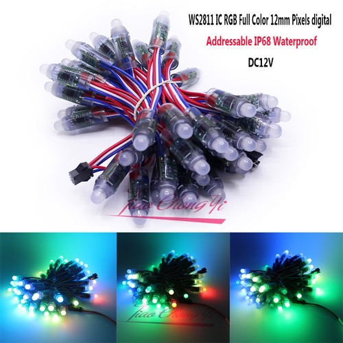 DC12V WS2811 RGB Full Color 12mm Pixels digital Addressable Waterproof ...