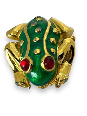 Carolee Gold Toned & Green Enamel Red Bling Eyed Frog Brooch Pin | eBay