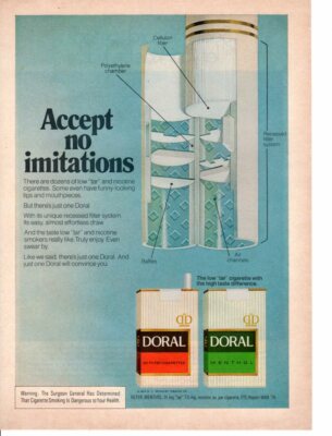 Vintage print ad Tobacco Cigarettes DORAL Accept no Imitations Filter ...