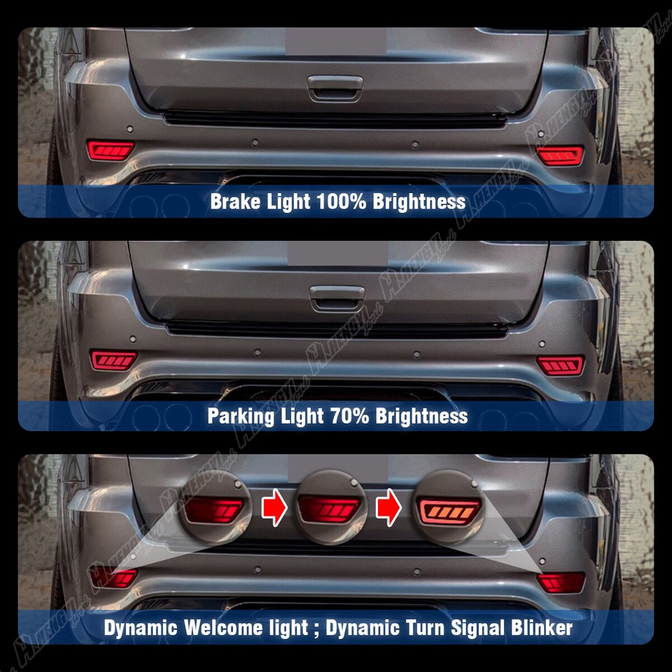 For 2011 - 2021 Jeep Grand Cherokee LED Rear Bumper Fog Lamp Kit Tail ...