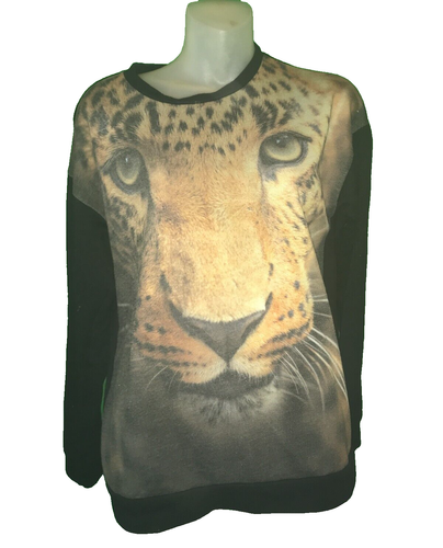 WORKSHOP Graphic Tiger Face Pullover Top Medium | eBay