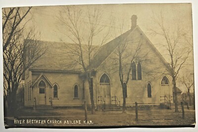 ABILENE, KA real photo postcard River Brethren Church Abilene, Kansas ...