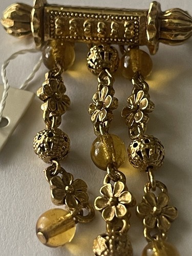 MMA Metropolitan Museum Brooch/ Pin Goldtone Citrine Colored Crystal ...