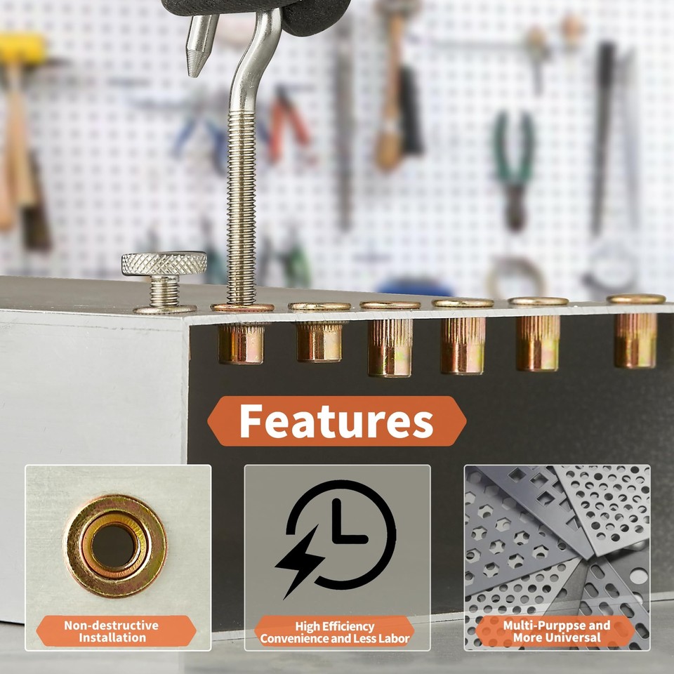 Rivet Nut Installation Tool Set Flat Head Rivnut Threaded Insert Nut ...