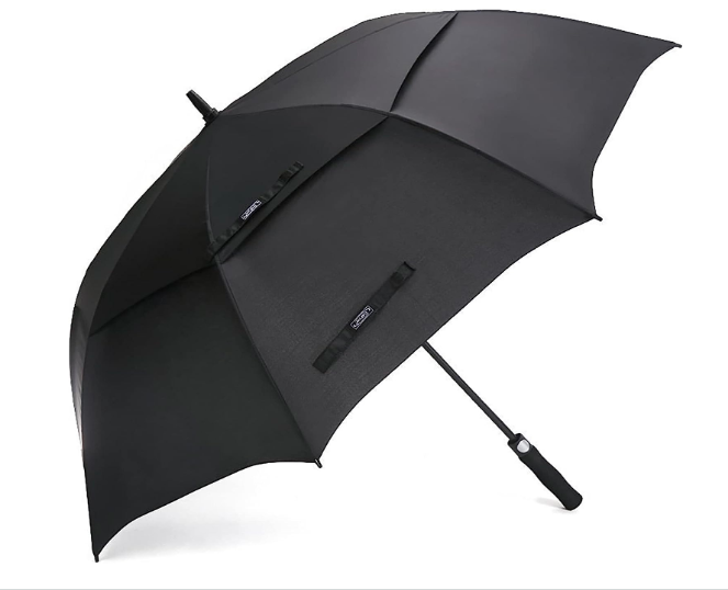 47" Black Automatic Open Stick Golf Umbrella & Sheath Double Canopy ...