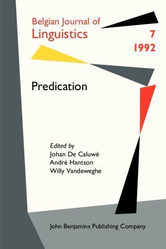 Belgian Journal of Linguistics Ser.: Predication by André Hantson (1992 ...