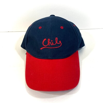 Vtg CHILE HAT navy blue red LOW PROFILE structured south america world ...