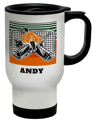 Personalised Hockey Lover Travel Mug Puck Goaltender Any Name Cup Gift ...