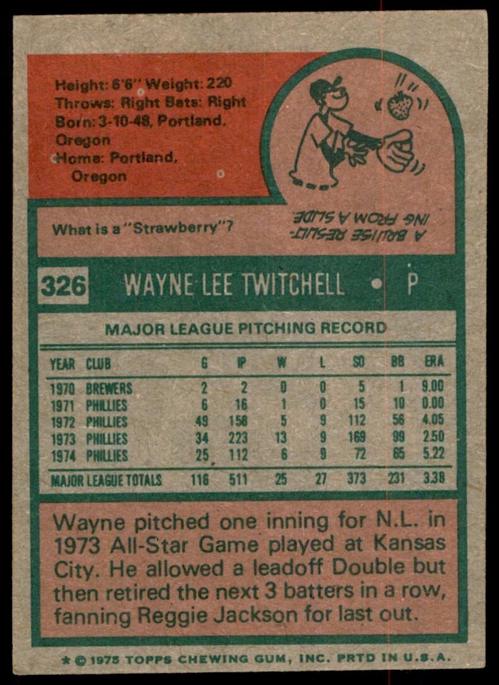 1975 Topps Wayne Twitchell Baseball Cards #326 | eBay