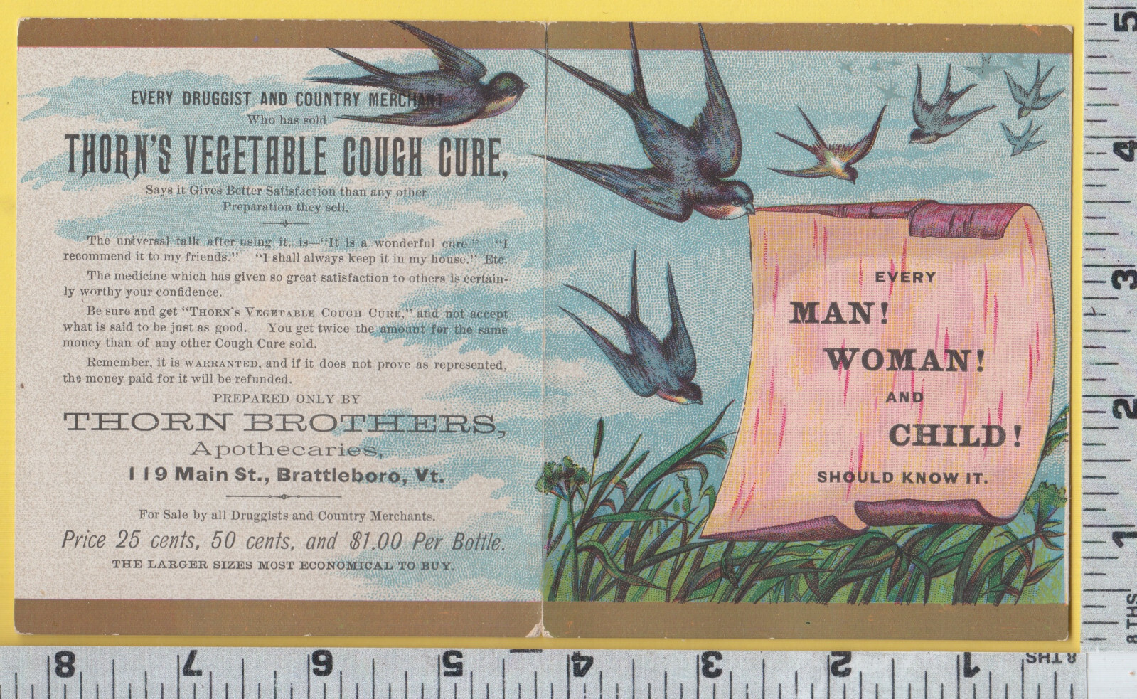C499 Thorn Apothecary Vegetable Cough Cure Brattleboro VT medicine poem ...