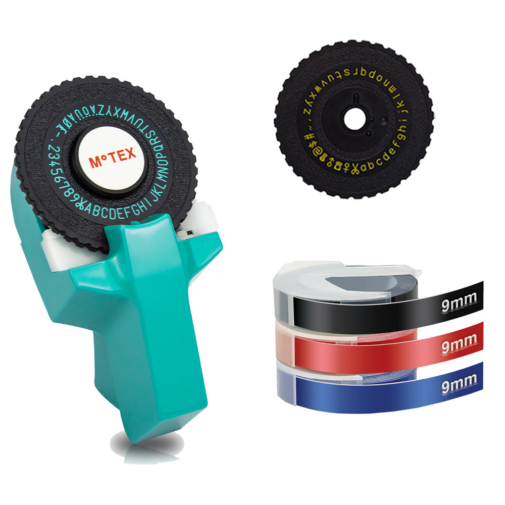 S Motex - Manual Tape Embosser With 2 Wheels & 1 Tape Embossing Label Maker