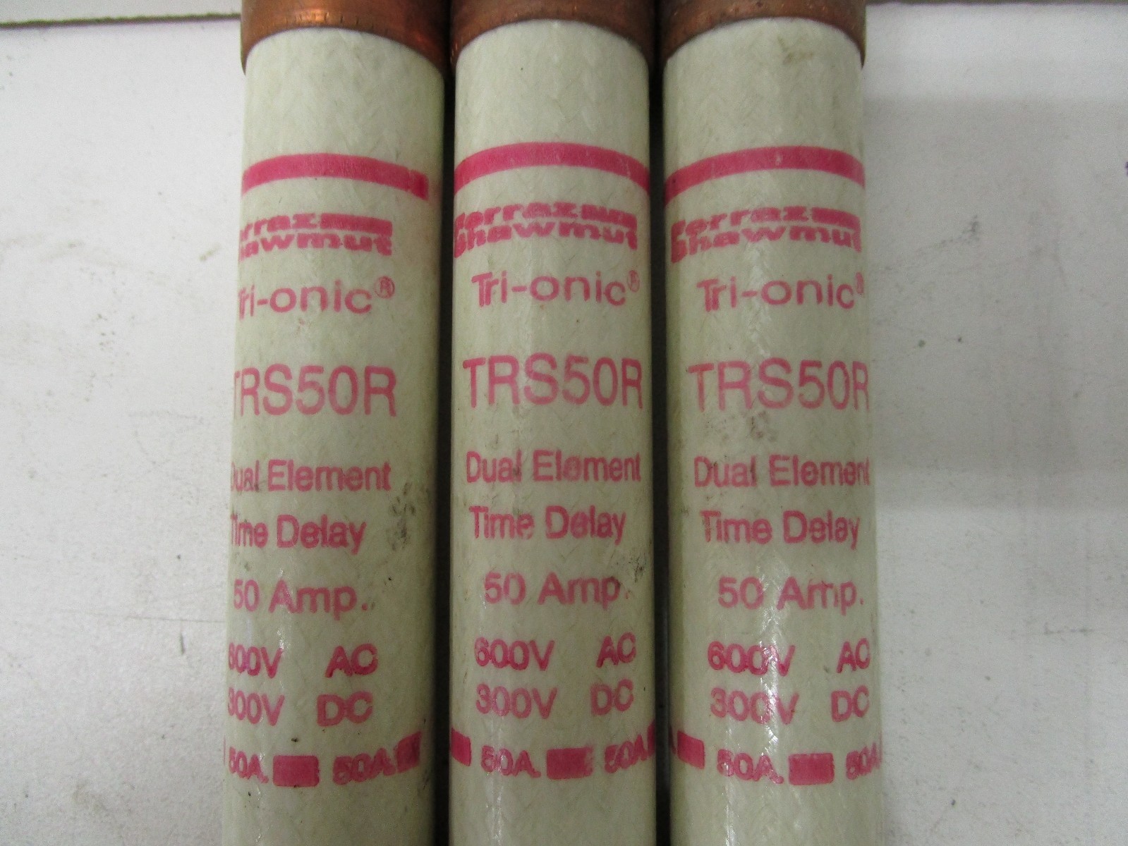 FERRAZ SHAWMUT TRS50R TRI-ONIC FUSES 50A 600V - (LOT OF 3) - USED -FREE ...