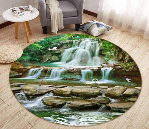 3D Forest Elegant Waterfall NBC492899 Game Rug Mat Elegant Photo Carpet ...