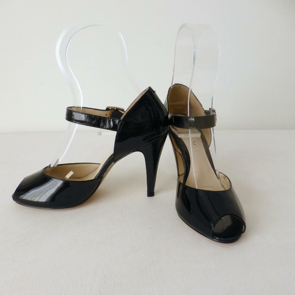 BASQUE Leather Shoes High Heel Black Patent Open Toe Size 37 | eBay