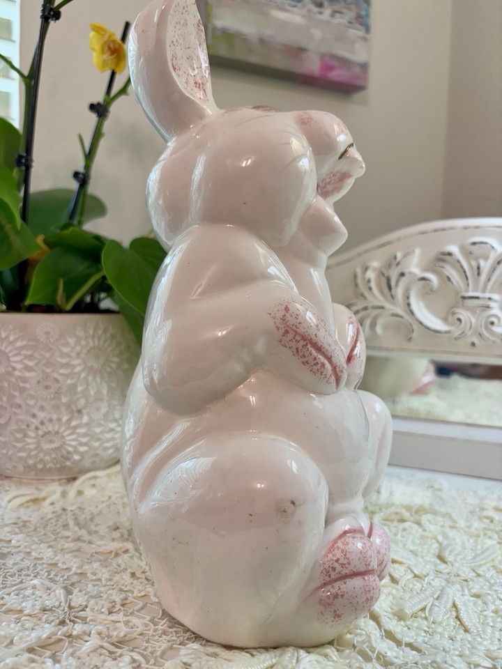 Vtg Terracotta Art POTTERY Laughing Bunny RABBIT STATUE ITALY " Bellini ...