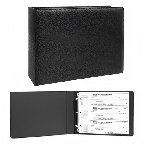 3 Rings Check Binder for End-Stub Deskbook Checks, 3 on a Page, Fit 3 ...
