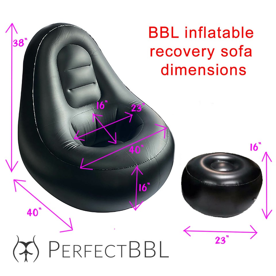 BBL sofa chair lounger with hole and ottoman inflatable BLACK | eBay