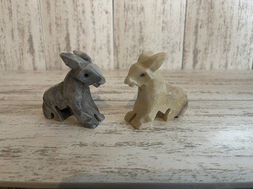 Hand Carved Pair marble animals donkey miniatures figurines | eBay