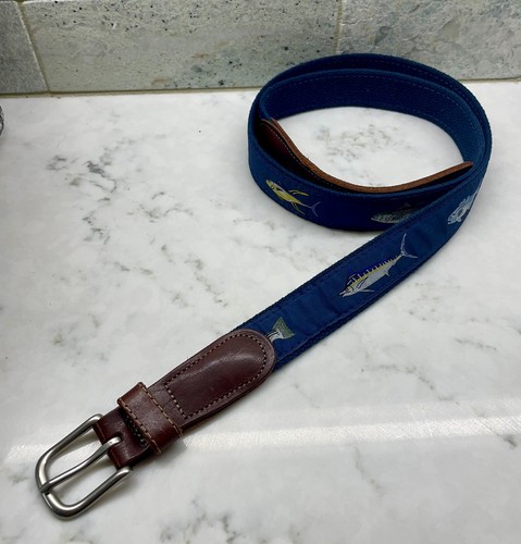 Epic Mens Four Fish Fisherman’s Blue Ribbon Belt- Brown Leather - Size ...