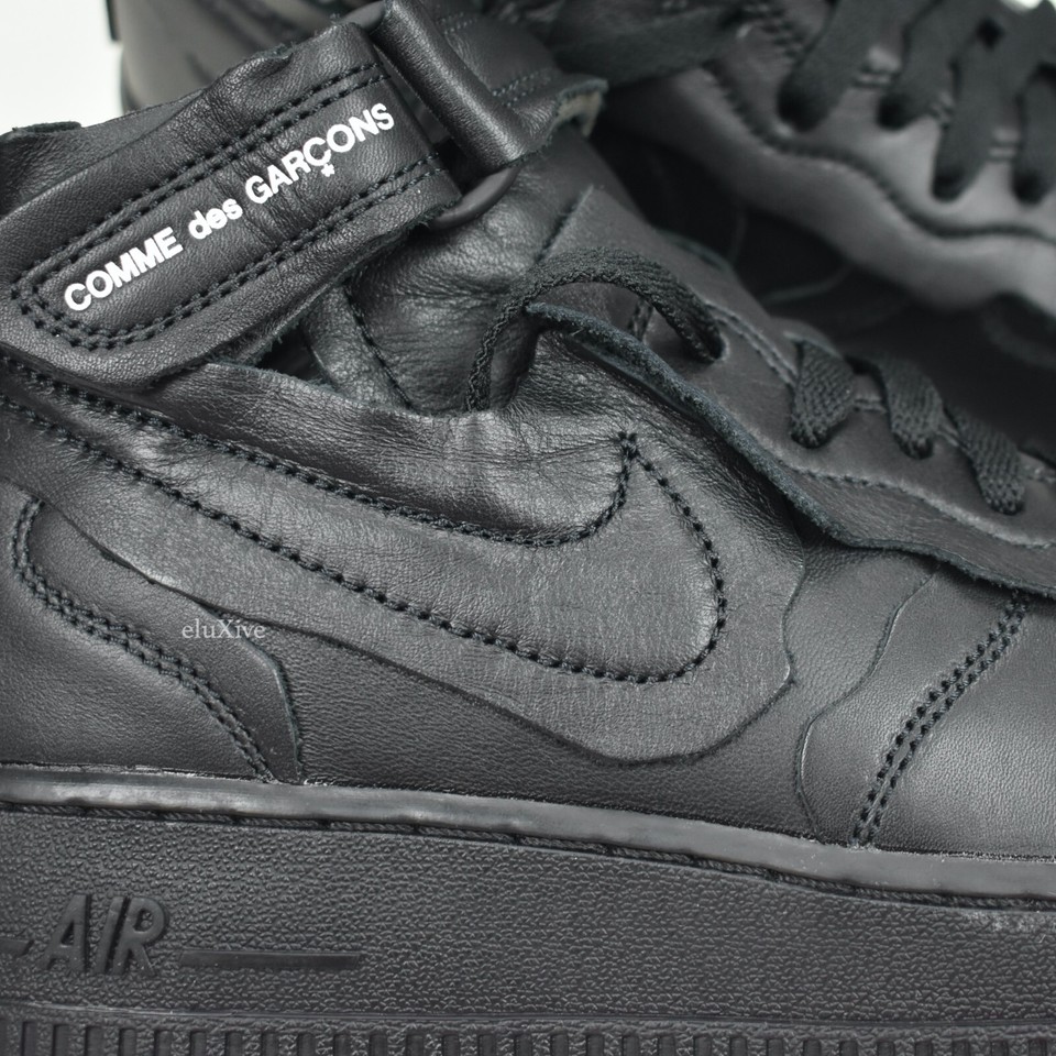 NWT Comme des Garcons Nike Air Force 1 Mid AF1 CDG Black Men's 7.5 DS ...