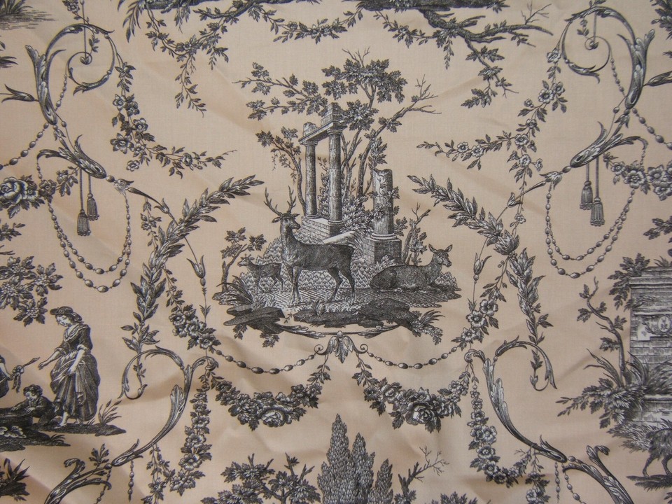 Thibaut, Springfield Toile, Romanic Toile, By the Yard, Color Black on ...