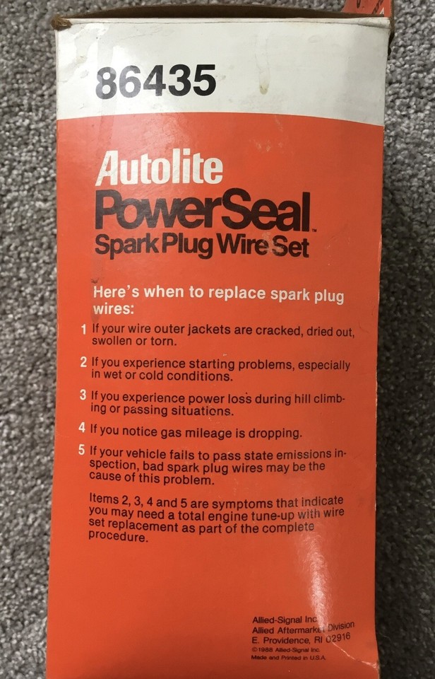 Autolite Poweseal Spark Plug Wire Set 86435 | eBay