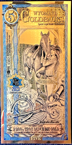 One 5 Denomination Wyoming Goldback! Aurum 24k! 1/200 oz of Gold! Foil ...