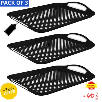 (3-Pack) Large Non Slip Dinner Serving Trays TV Meal Trays Waiters Tea ...