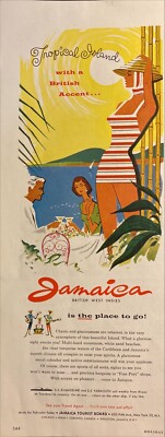 1958 Jamaica Tourist Board Vintage Color Print Ad Bathing Suit Tropical ...