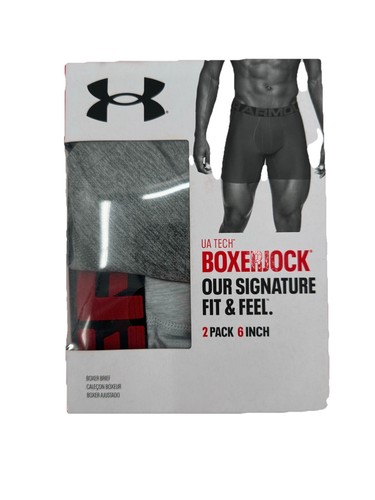 Under Armour UA Tech Boxerjock 6 Inch Underwear 2 Pack Black/Gray Size ...