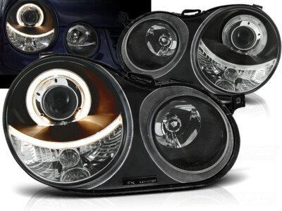 headlights for VW POLO 9N 2001 2002 2003 2004 2005 angel eyes black LHD ...