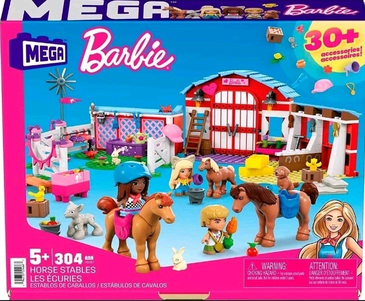 Barbie MEGA Horse Stables Building Set Bloks Construx Ranch Farm Rodeo ...