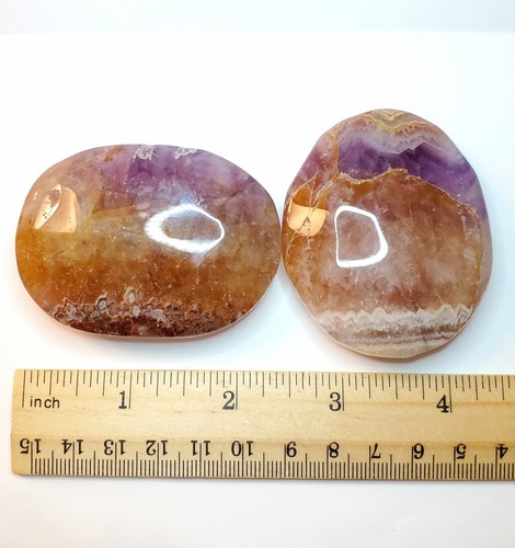 2 Carved Crystal Crazy Lace Amethyst Palms Stones Gemstone | eBay