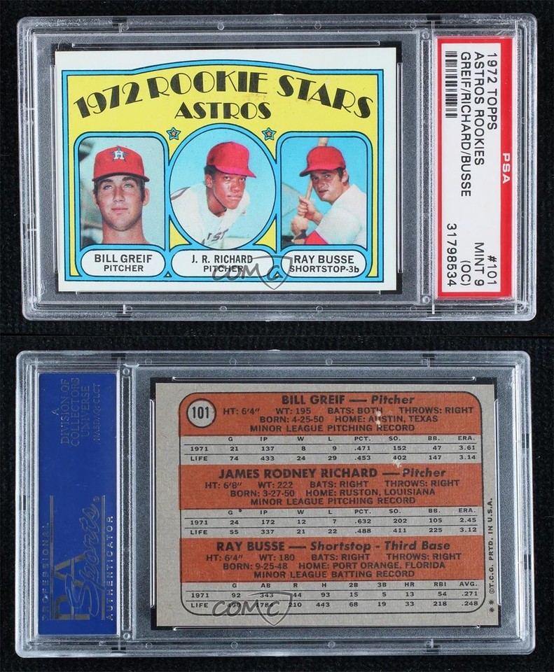 1972 Topps Stars Bill Greif JR Richard Ray Busse PSA 9 MINT (OC) Rookie ...