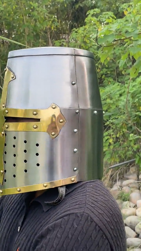 Medieval Crusader Templar Helmet Steel & Brass Knight Armor Helmet With ...