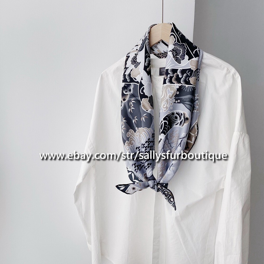 Sally Boutique 18 Momme Twill Silk Wrap Scarf Clouds Print Double Face ...