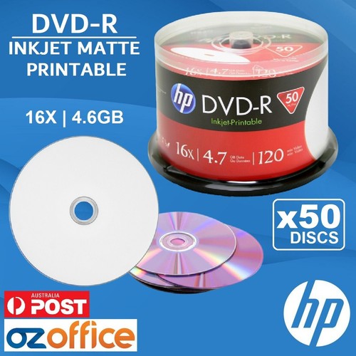 PREMIUM 50 x HP DVD-R 16x Inkjet Printable Blank DVD Discs - Print to ...