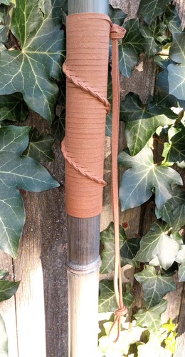 Bamboo Staff - 71" - Walking Hiking Stick - Suede Leather Grip & Wrist ...