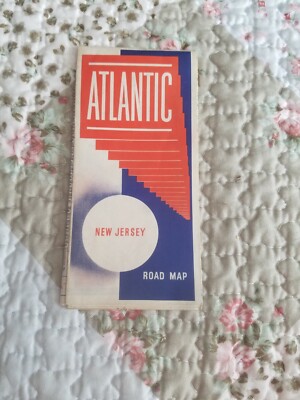 Atlantic oil gas New Jersey road map good condition, rare | eBay