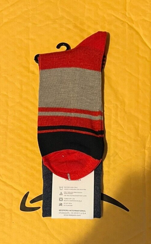 1 Pair Stacy Adams Men's Striped Socks D. Gray, Tan, Red & Black Shoe ...
