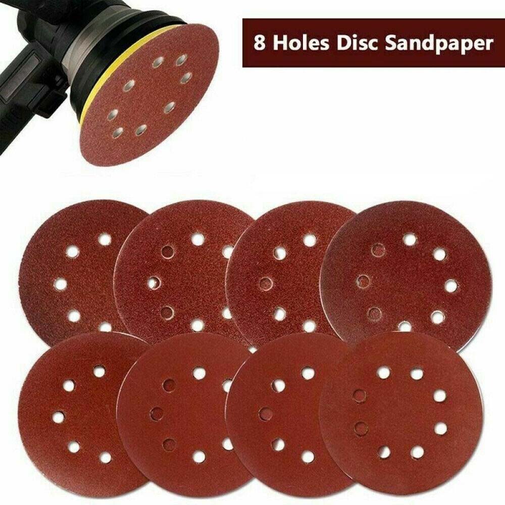 125mm 5" Sanding Discs Pads 40-1200 Grit Orbital Sander 8 Hole ...