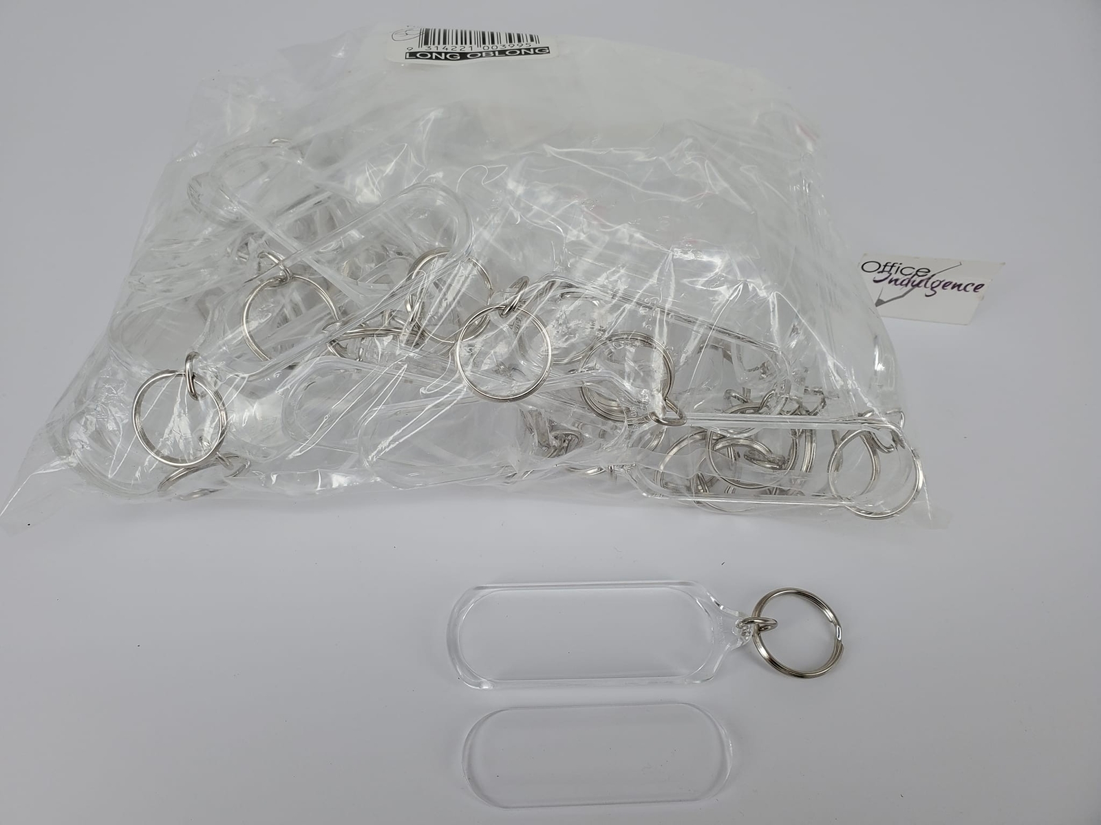 50 x Clear Oblong Acrylic Key Tag 80 x 28mm w/ 25mm Ring Kevron ID59 ...